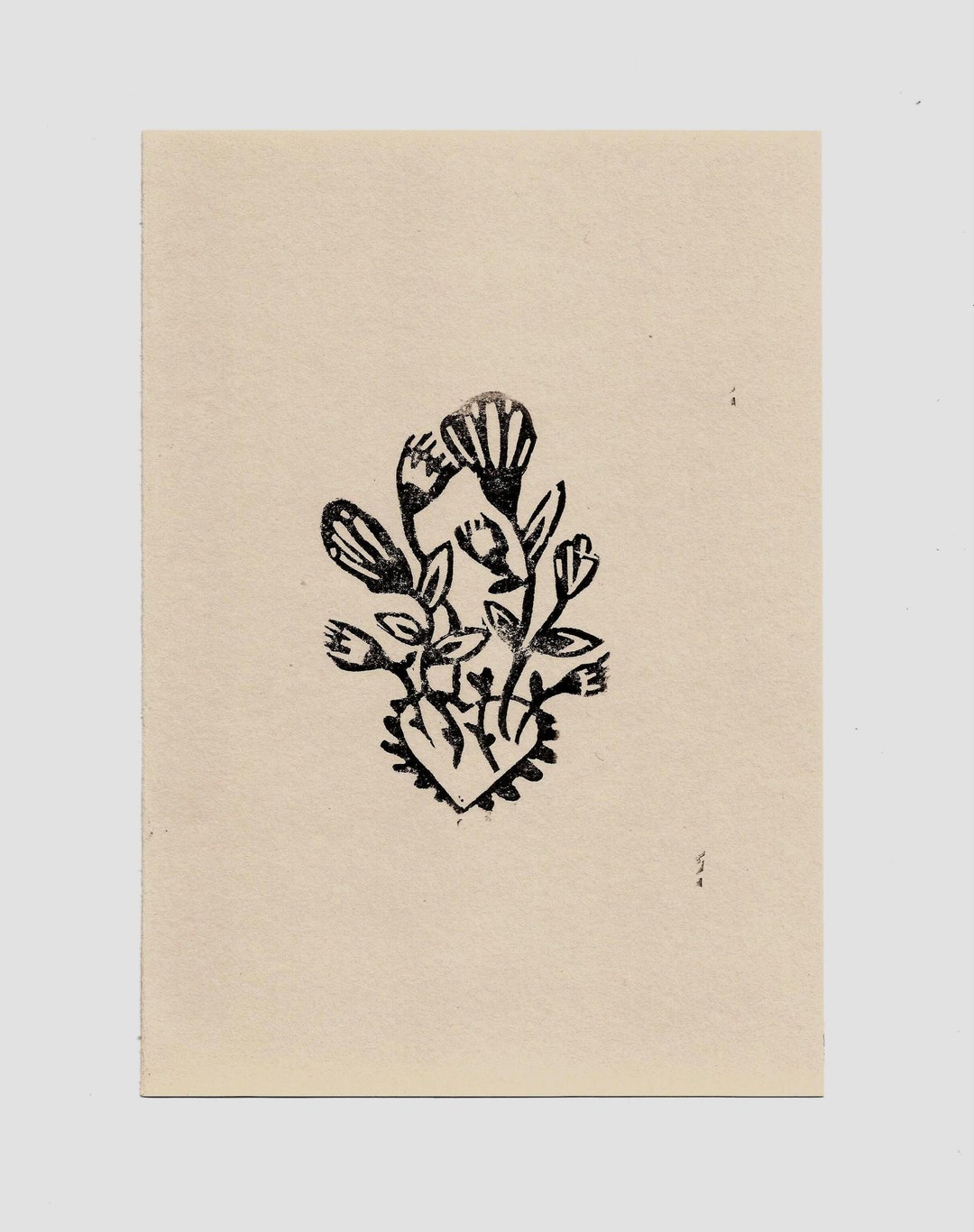 Botanical Heart Linocut Print – Handmade Floral Art, Signed - Etsy