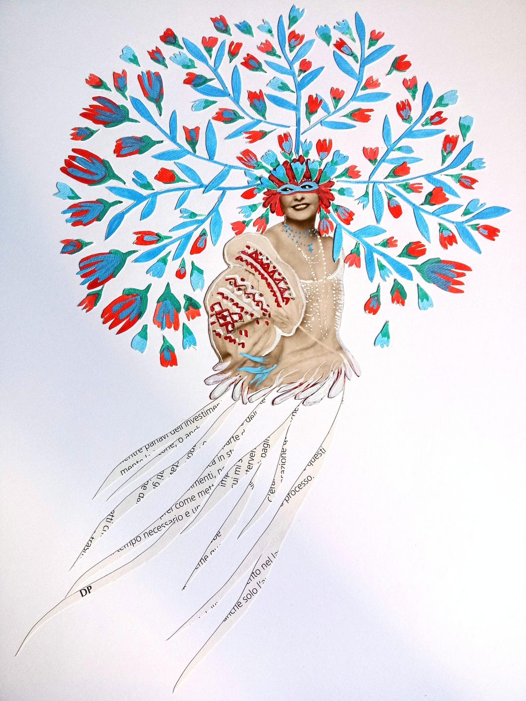 Blooming - Hand Collage Art-cut Paper -floral Motif-blooming Garden ...