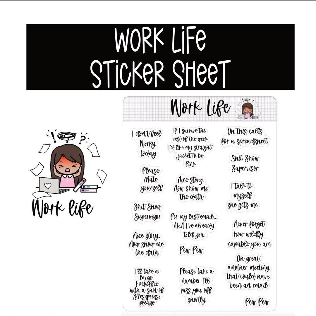 Snarky Work Life Stickers for Your Planner or Calendar Filofax Happy ...