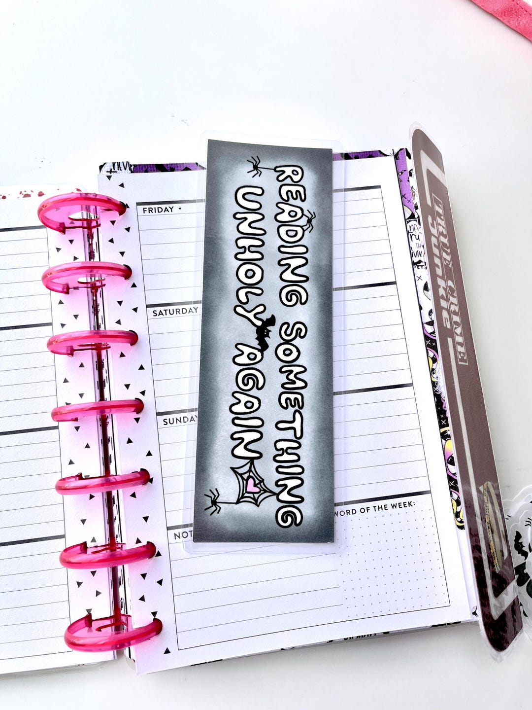 Reading Something Unholy Again Themed Bookmark for Happy Planner, Books ...