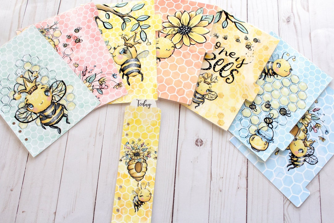 8 Piece Set of Bee Themed Dividers and Bookmark Personalized - Etsy