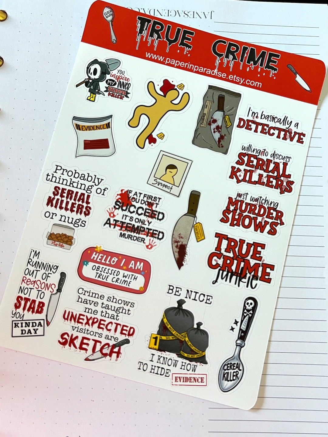 True Crime Stickers for Your Planner or Calendar Filofax Happy Planner ...