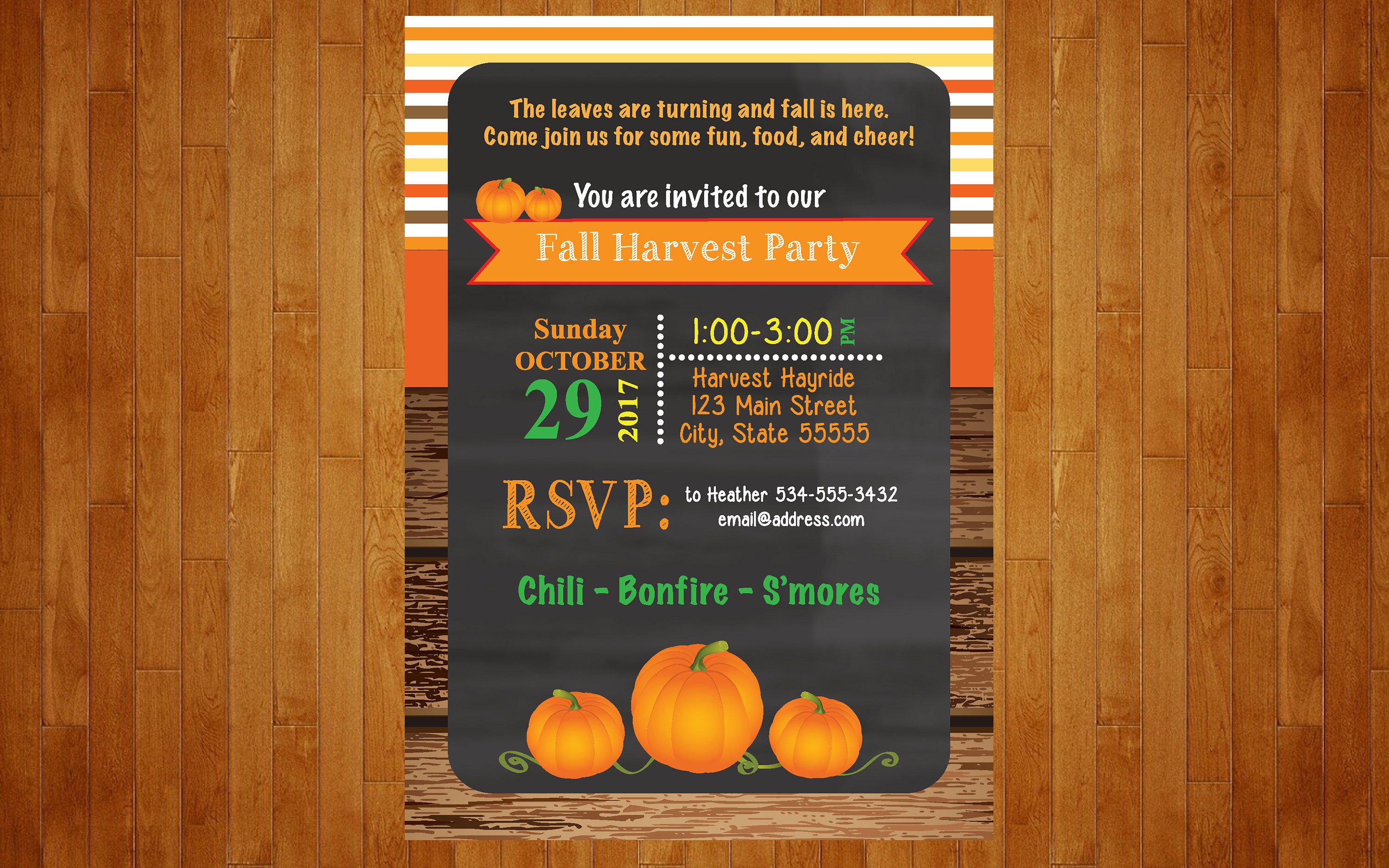 Fall Harvest Party Invitation or Fall BBQ Invitation Pumpkin | Etsy