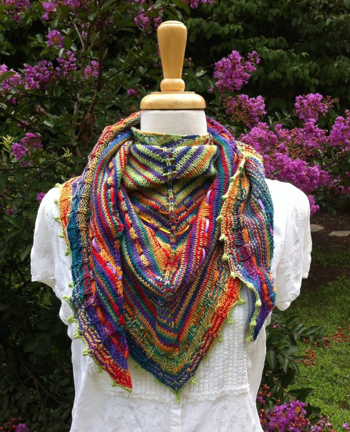 Stripes & Ribbons Shawl (knitting Pattern). Detailed Pattern for ...