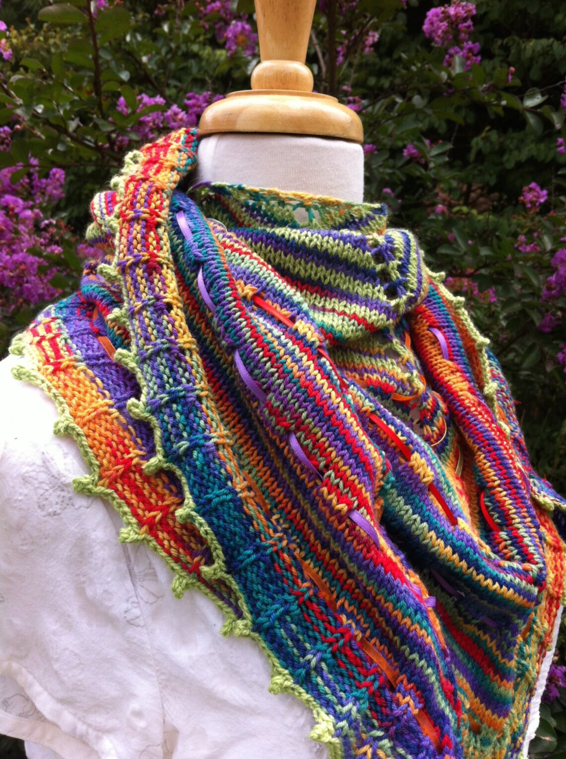 Stripes & Ribbons Shawl (knitting Pattern). Detailed Pattern for ...