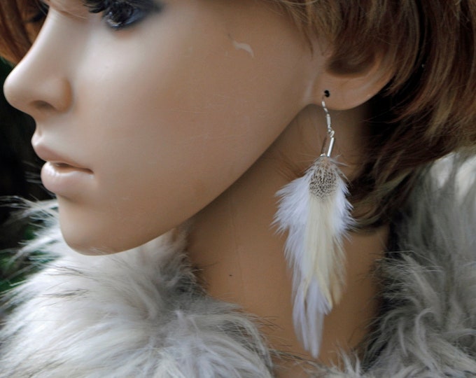 White Feather Earrings Natural Feather Earrings Real Feather - Etsy