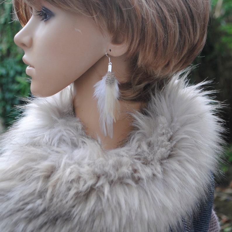 White Feather Earrings Natural Feather Earrings Real Feather | Etsy