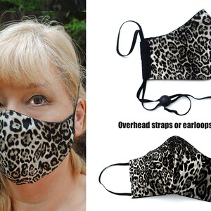 Leopard Print Face Mask made from 100% Cotton fabric Snow | Etsy