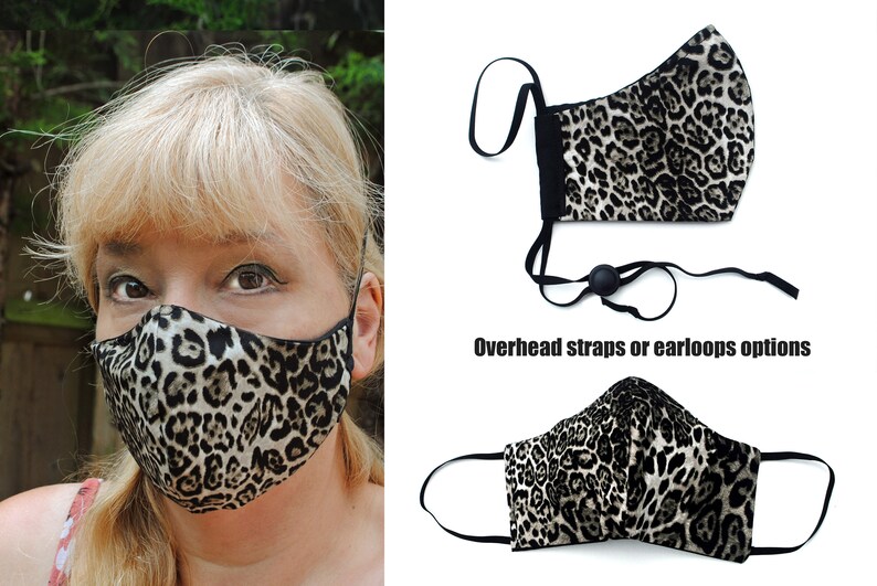 Leopard Print Face Mask Made From 100% Cotton Fabric Snow - Etsy