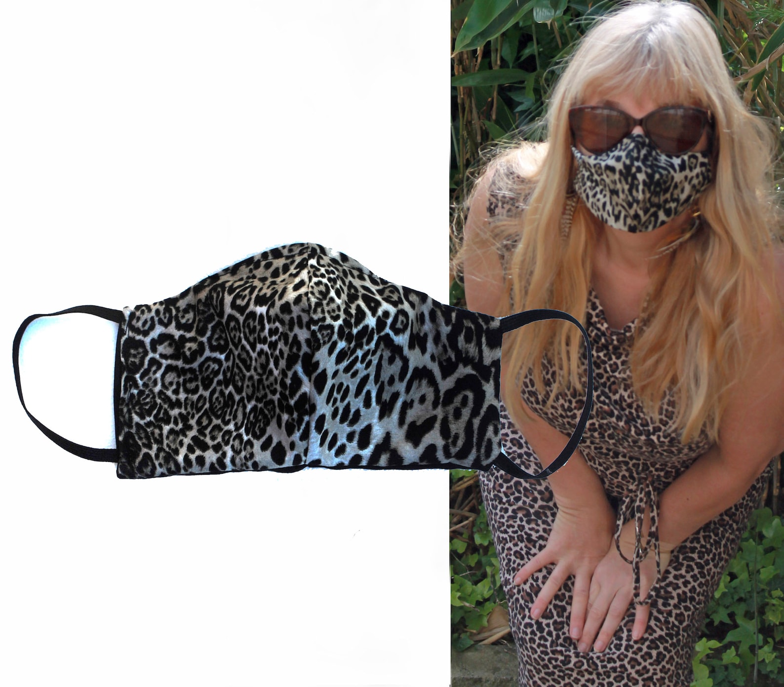 Leopard Print Face Mask made from 100% Cotton fabric Snow | Etsy