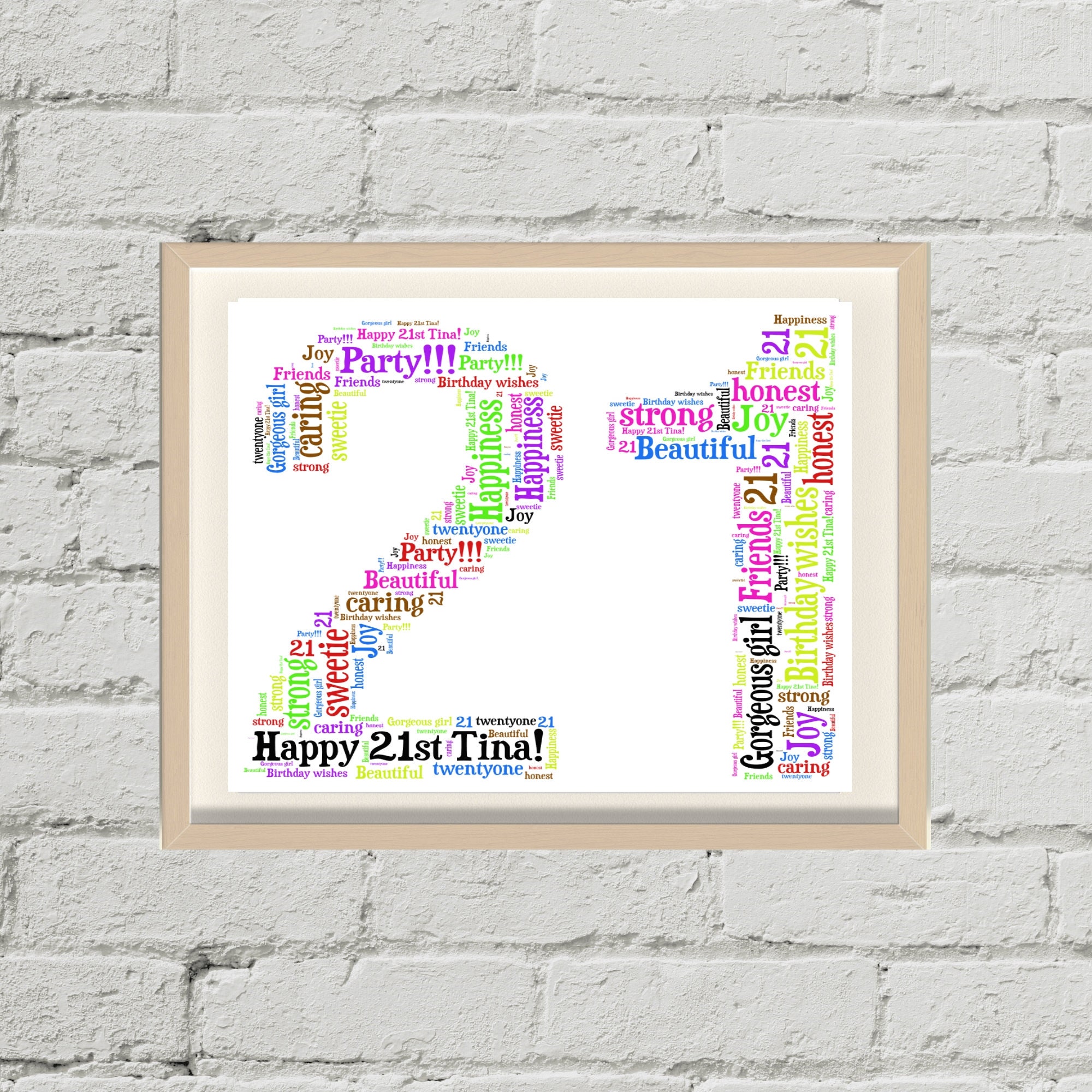 Personalised 21st Birthday Word Art Print - Etsy