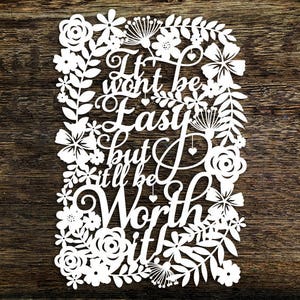 Papercut Template 'it Won't Be Easy but It'll Be - Etsy