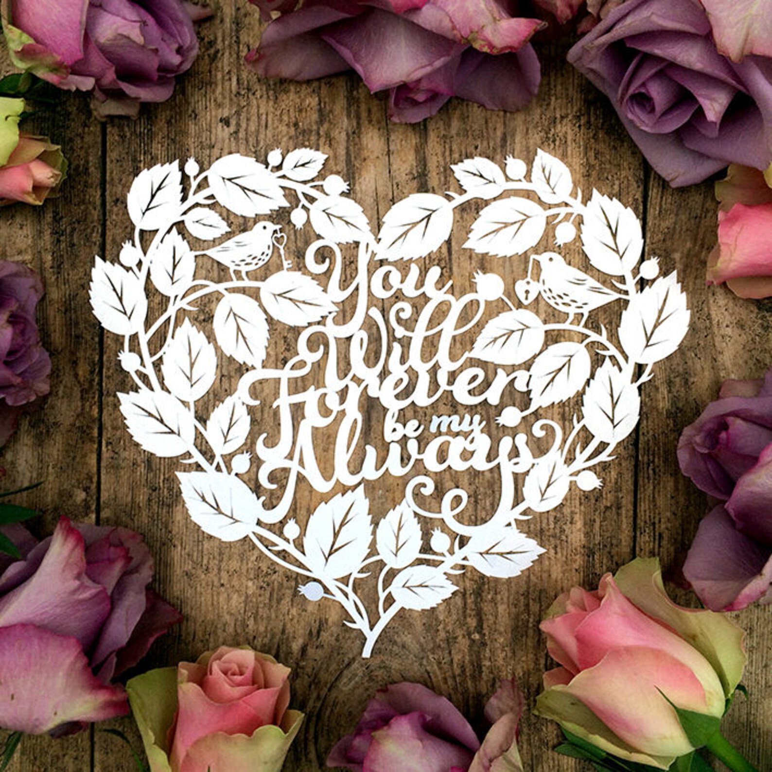 Papercut Template Heart 'you Will Forever Be My - Etsy