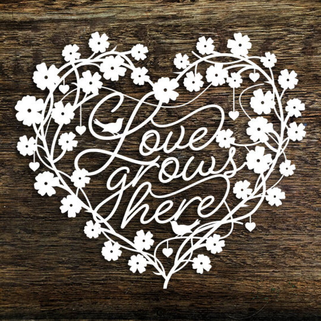 Papercut Template 'love Grows Here' Family Tree Vinyl Wall Art PDF JPEG ...