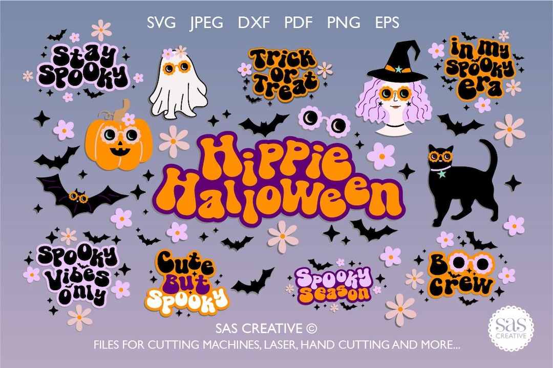 Groovy Retro Halloween Vectors - SVG EPS DXF and More - Etsy