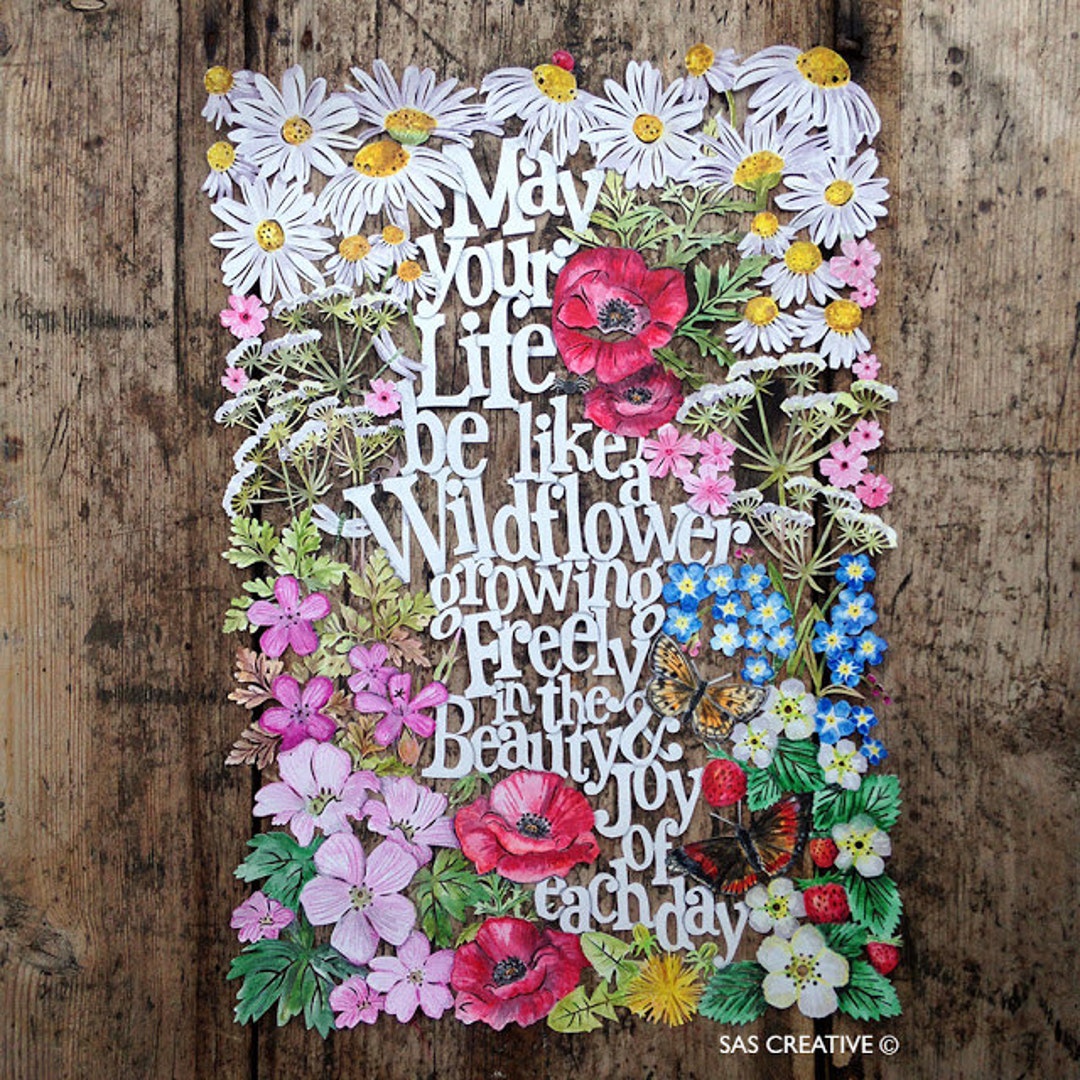 Papercut Template 'may Your Life Be Like a Wildflower' PDF JPEG for ...