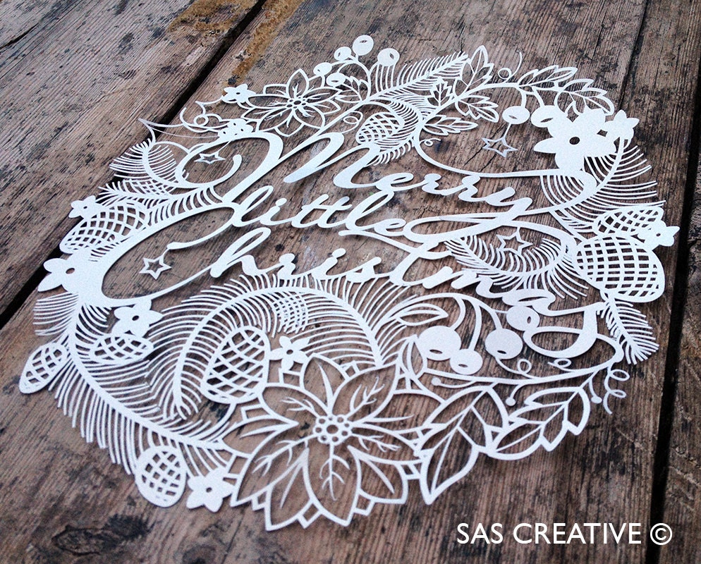 Christmas Papercut Template 'merry Little Christmas' - Etsy UK