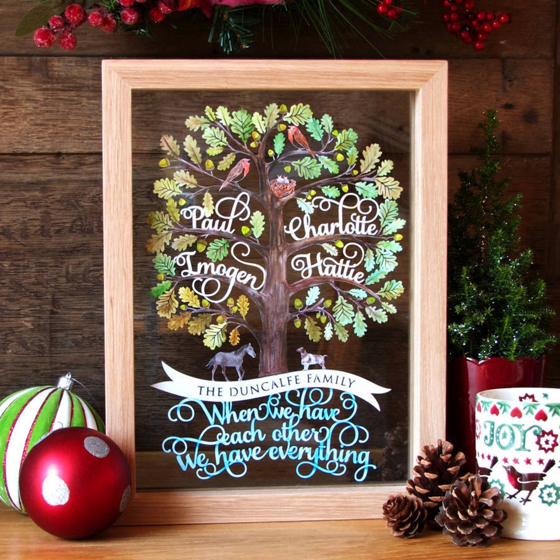 Personalised Family Tree Papercut Template Christmas Gift PDF - Etsy