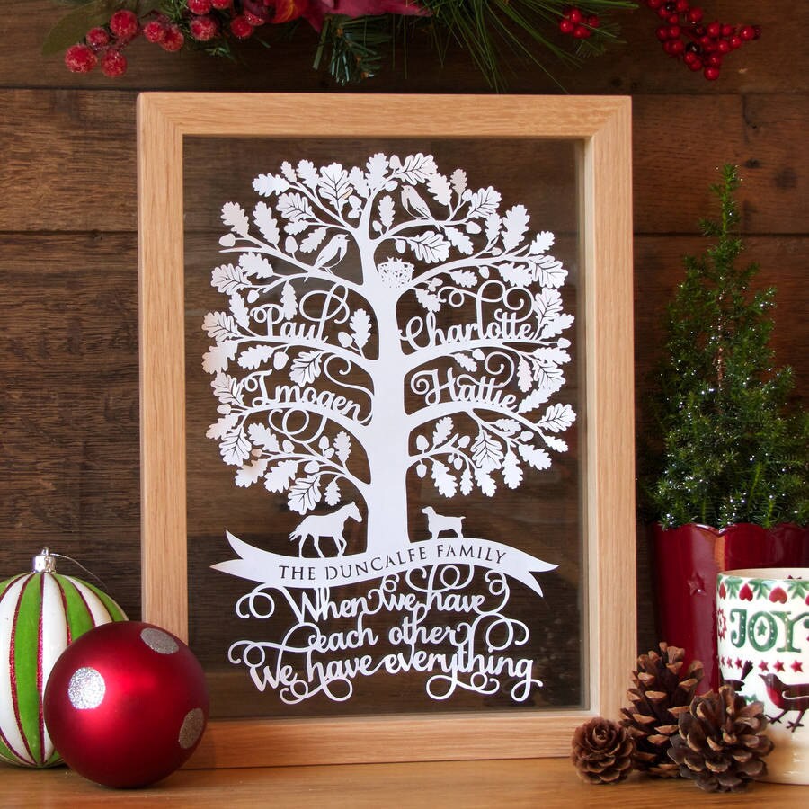 Personalised Family Tree Papercut Template Christmas Gift PDF - Etsy Israel