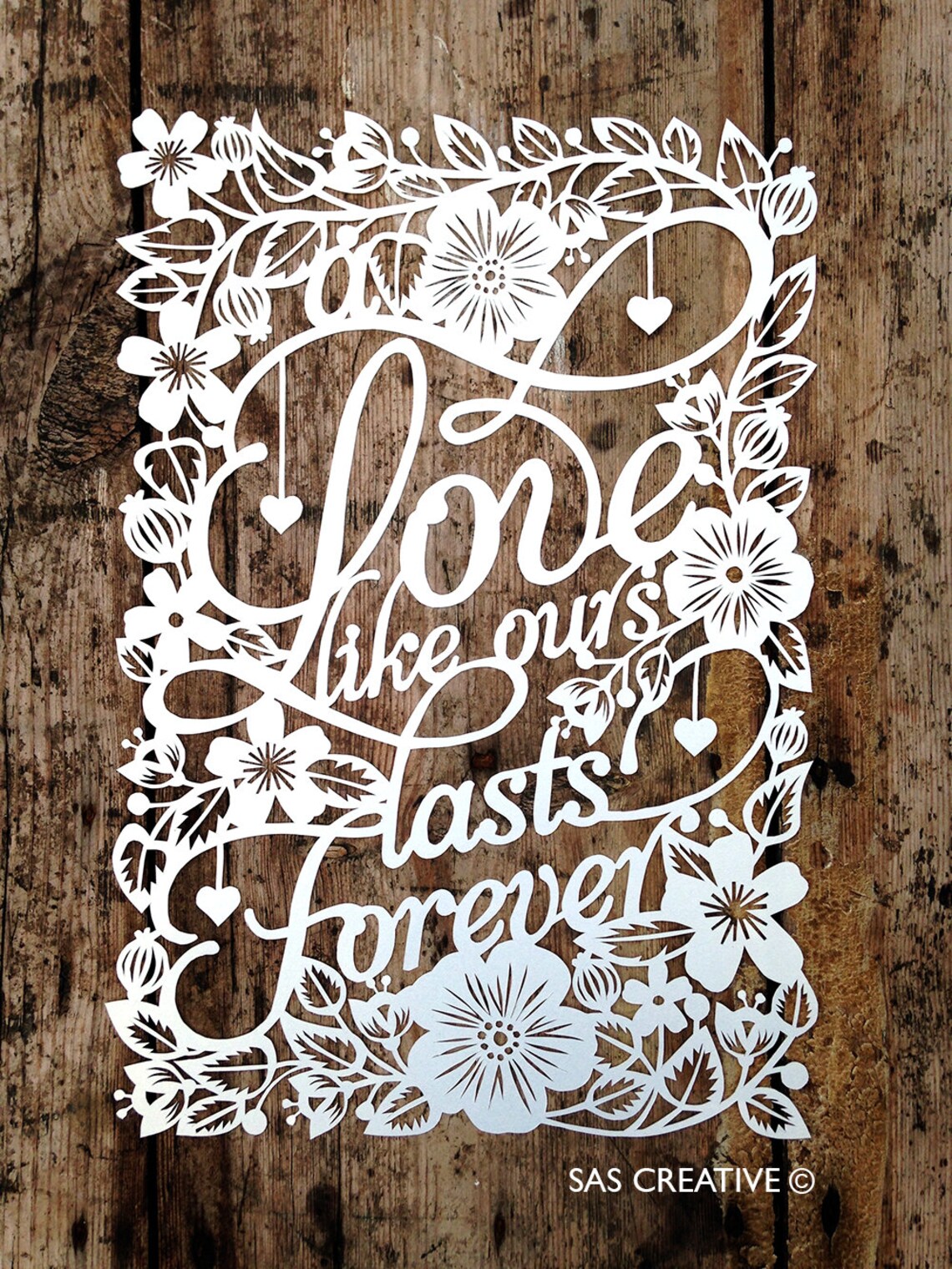 Papercut Template 'A Love Like Ours Lasts Forever' | Etsy UK
