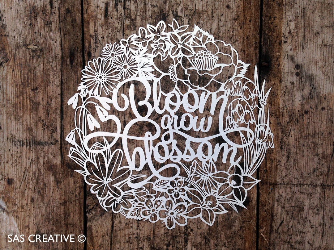 Papercut Template 'bloom Grow Blossom' Spring Easter Printable PDF JPEG ...