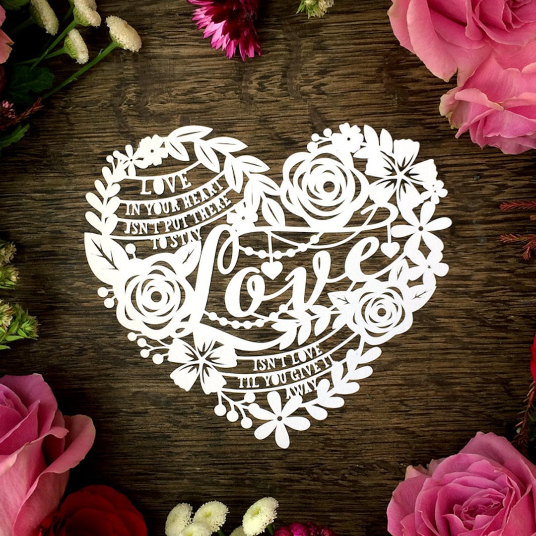 Love Heart Papercut Template, Valentines Wedding Anniversary (PDF, SVG ...