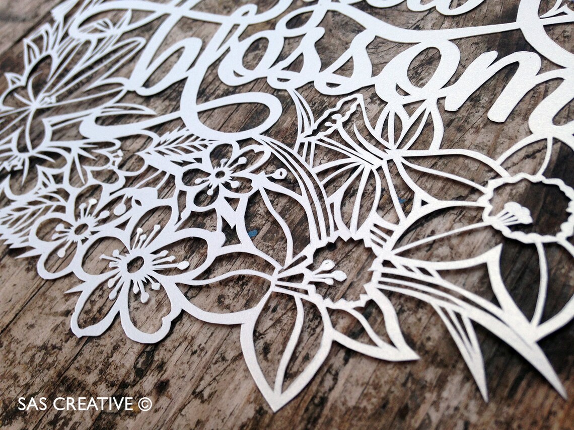 Bloom Grow Blossom Papercut Template, Spring Floral Design (PDF, SVG ...
