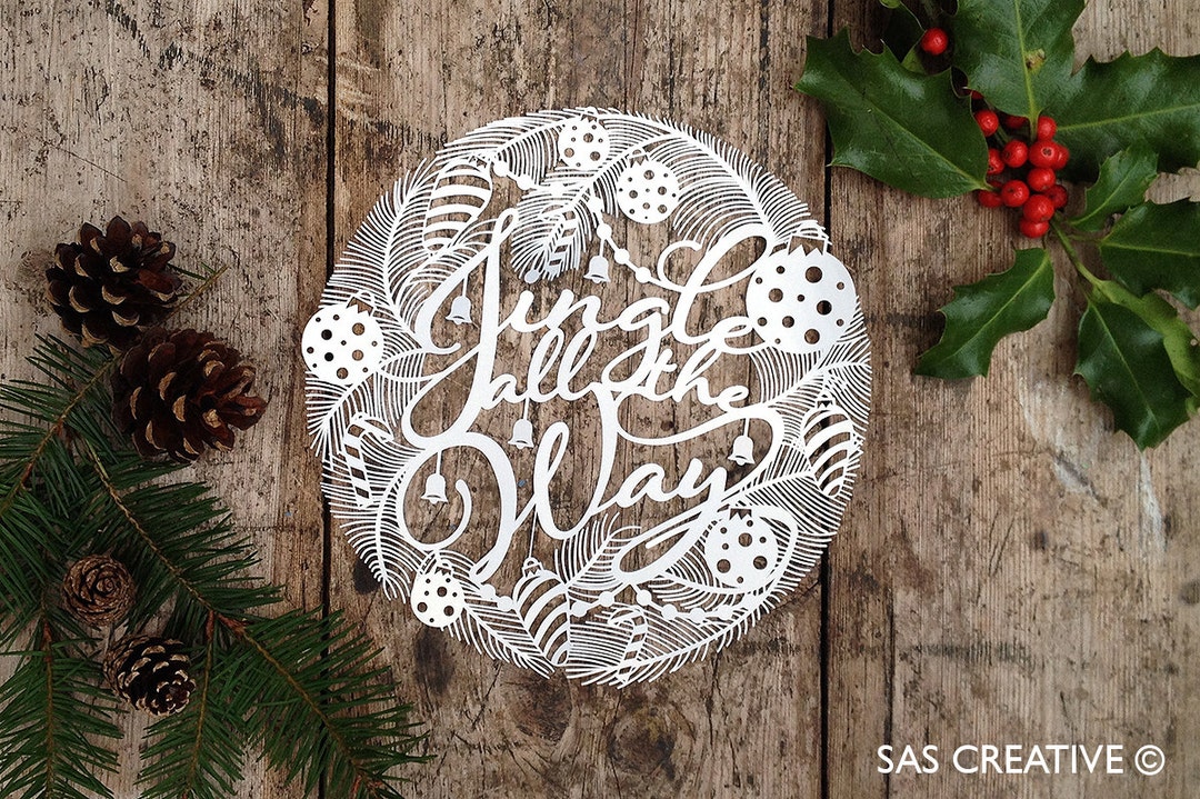 Christmas Papercut Template 'jingle All the Way' PDF JPEG for ...