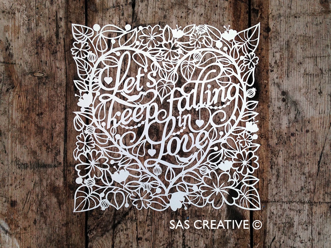 Papercut Template 'let's Keep Falling in Love' - Etsy UK