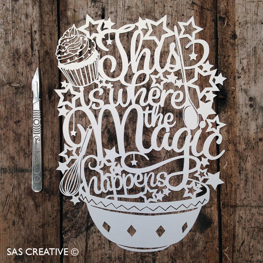 Cake Papercut Template: 'this is Where the Magic Happens' (SVG, PDF ...