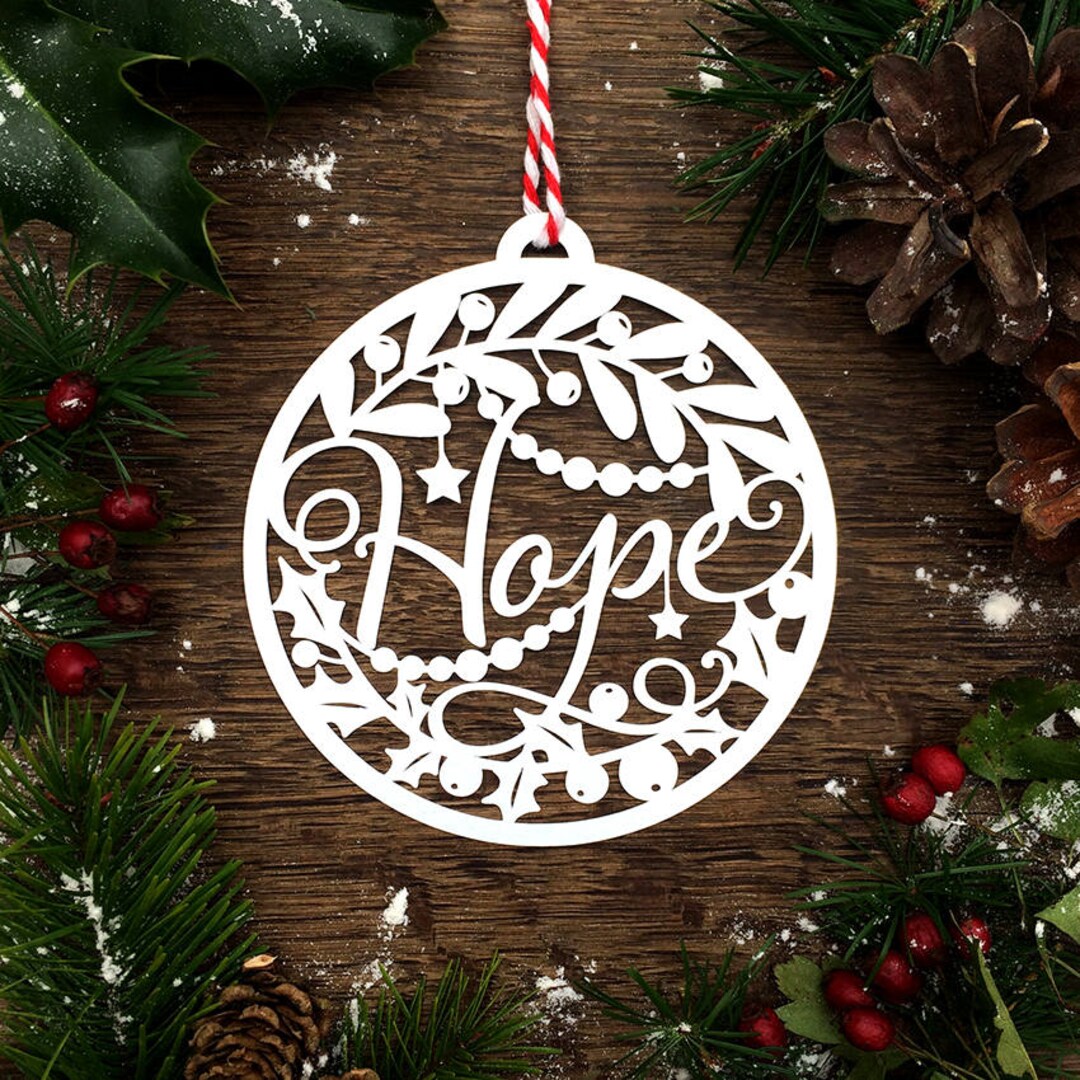 Papercut Template 'hope' Christmas Bauble Ornament Decoration PDF JPEG ...