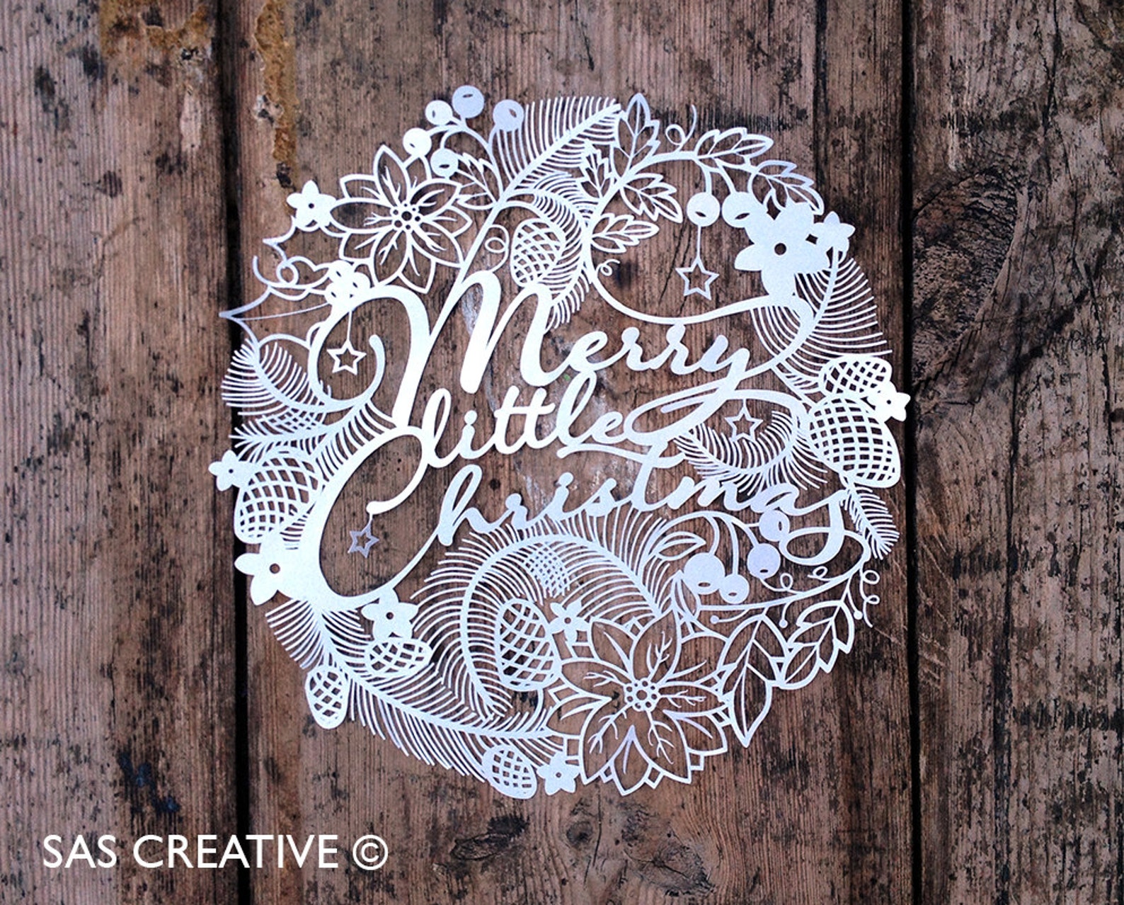 Christmas Papercut Template 'merry Little Christmas' | Etsy