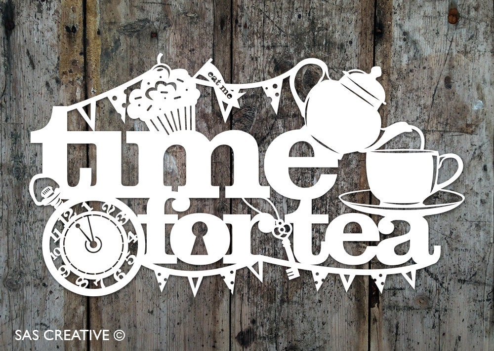 Papercut Template PDF SVG 'time for Tea' Printable Cut - Etsy UK