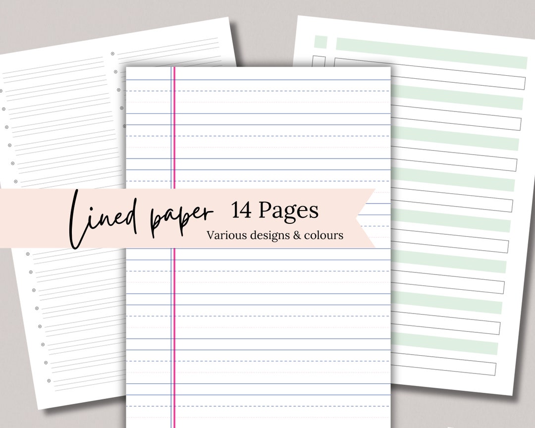 Lined Paper Inserts Digital Download for Junk Journals and Notebooks ...