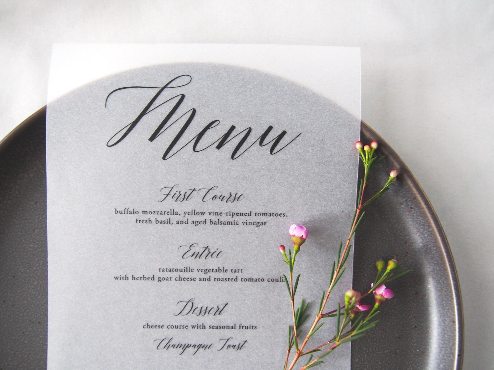 Simply Script Vellum Wedding Menu Printed or Printable Menus - Etsy