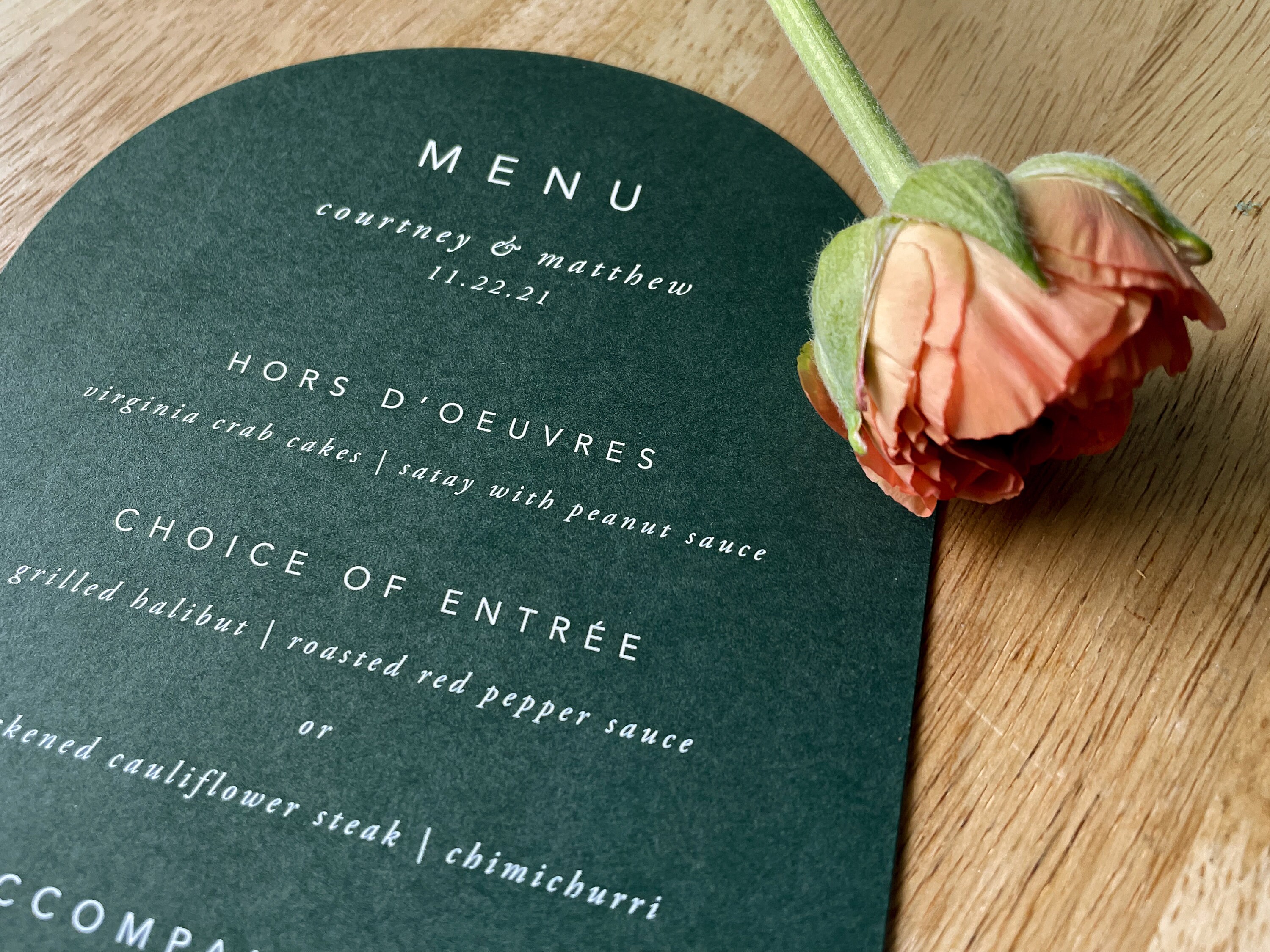 Arch Shape Minimalist Solid Color Wedding Menu Printed Menus | Etsy