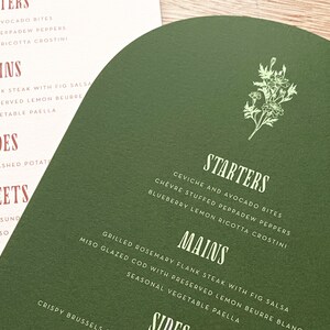 Arch Shape Modern Marigold Solid Color Wedding Menu Curved Printed Menu ...