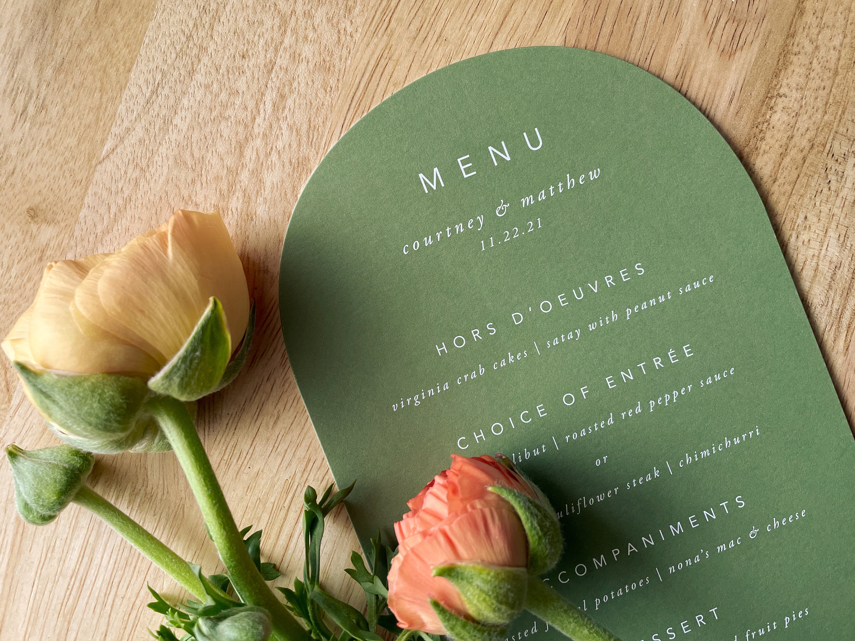 Arch Shape Minimalist Solid Color Wedding Menu Printed Menus | Etsy