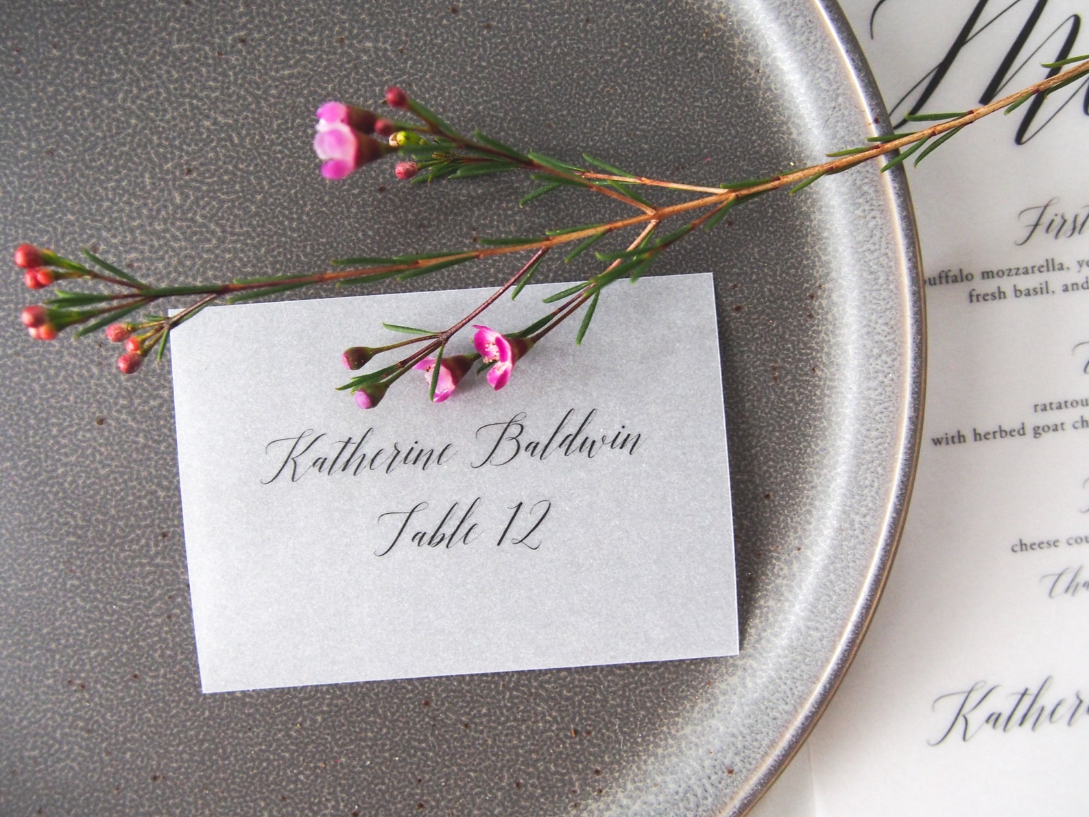 Simply Script Vellum Wedding Menu • Printed or Printable Menus • Simple ...