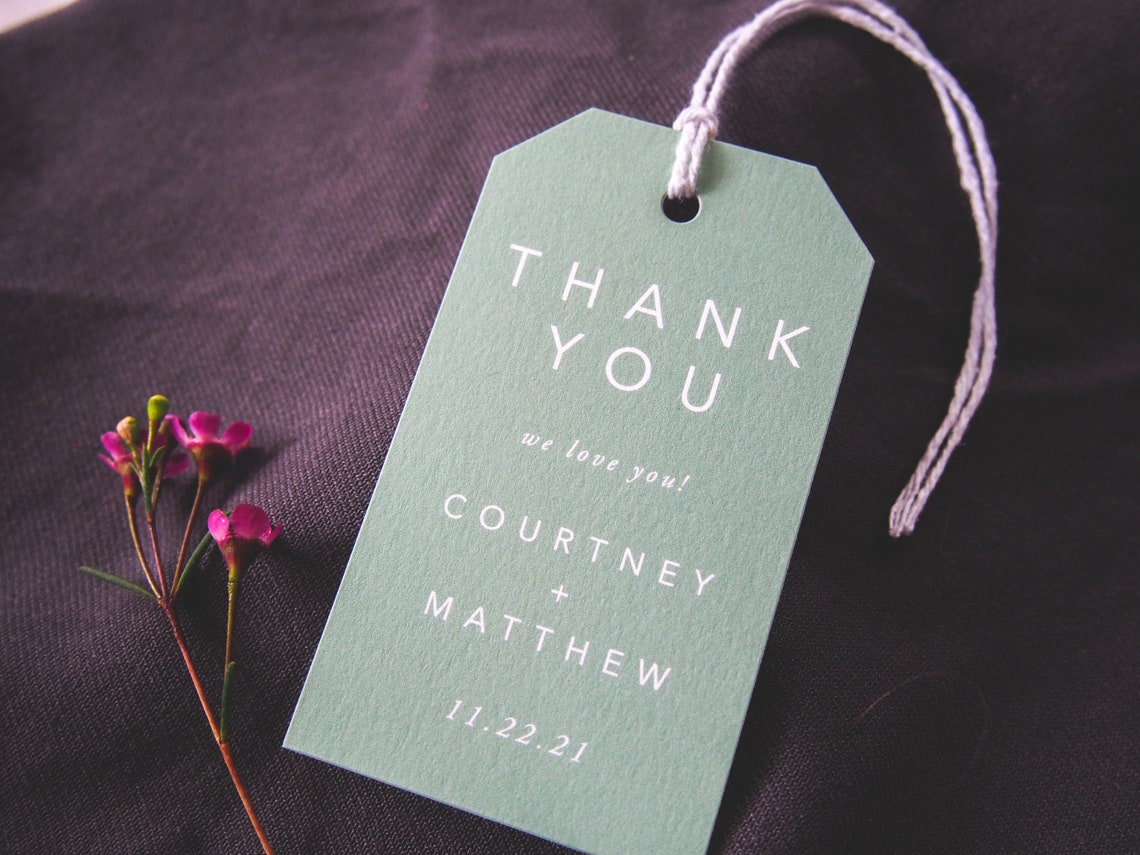 Solid Color Favor Tags • Printed Gift Tag • Modern Clean Typography ...