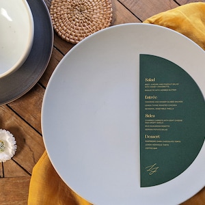 Half Circle Minimalist Solid Color Wedding Menu Printed Half Moon Menu ...