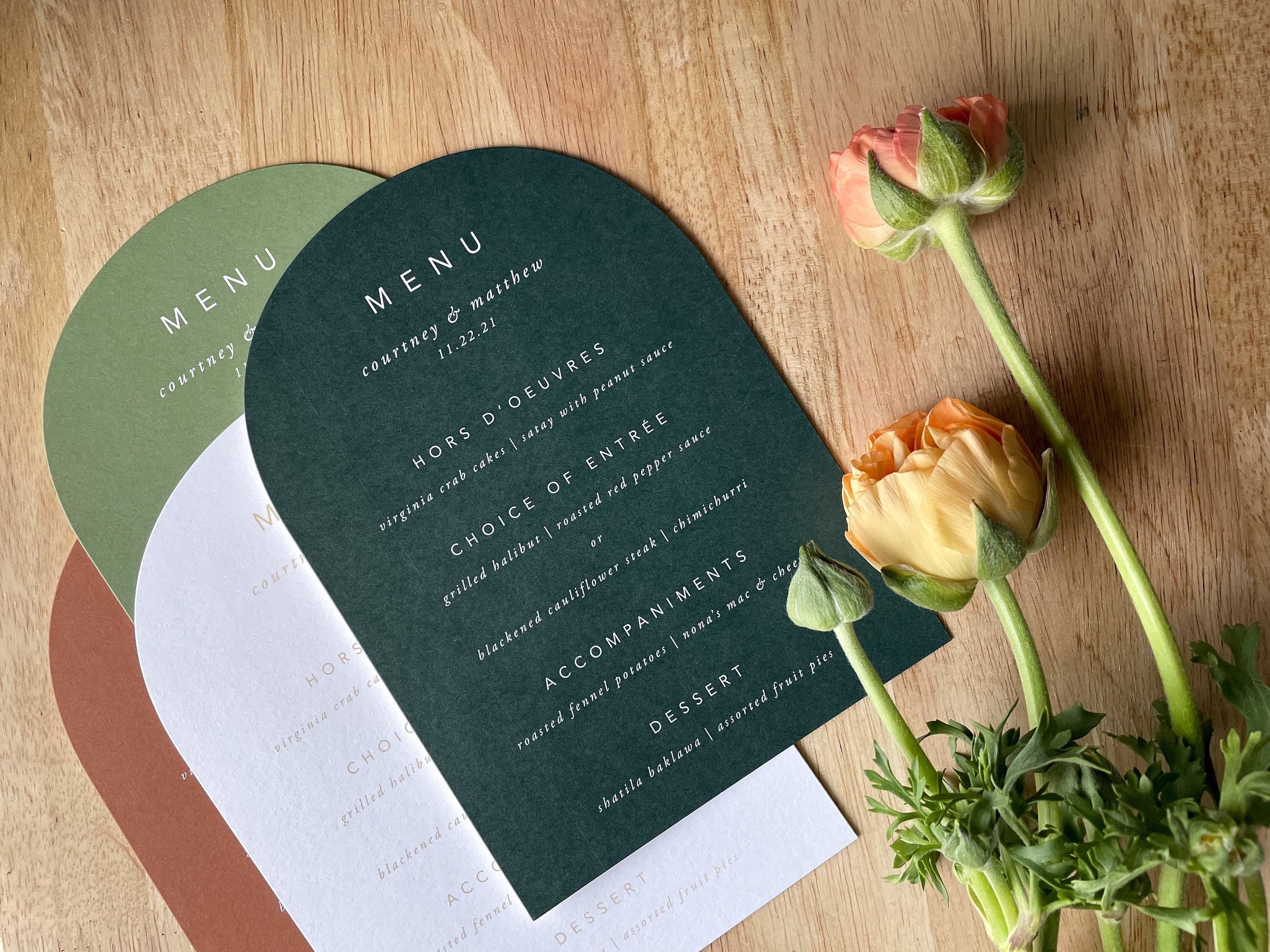 Arch Shape Minimalist Solid Color Wedding Menu Printed Menus | Etsy