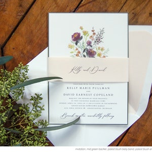 Wedding Invitation Peony Bouquet • Watercolor Floral Design • Bohemian ...