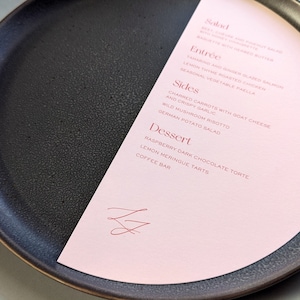 Half Circle Minimalist Solid Color Wedding Menu Printed Half Moon Menu ...