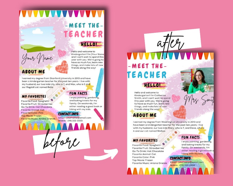 Meet the Teacher Newsletter Template Classroom Set, Groovy Design ...