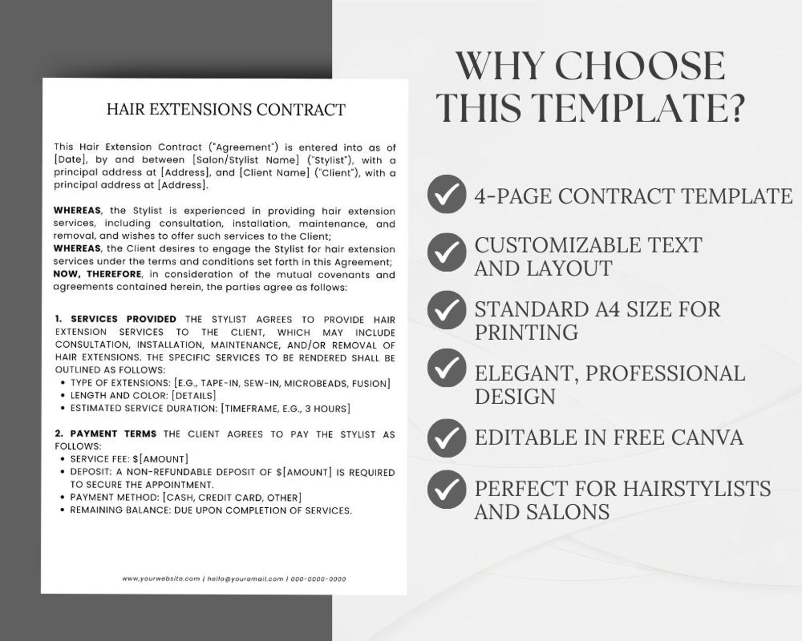 Hair Extension Contract Template - Editable Client Agreement ...