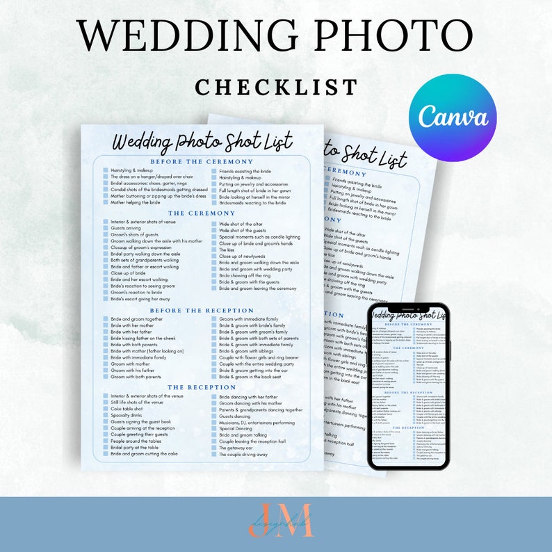 Printable Wedding Photo Checklist Photographer Cheat Sheet Wedding ...