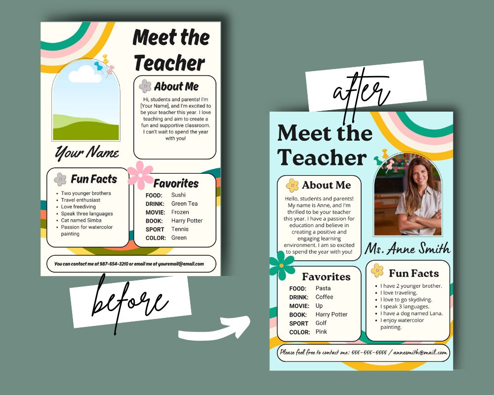 Editable Meet the Teacher Template Customizable Teacher Intro for ...