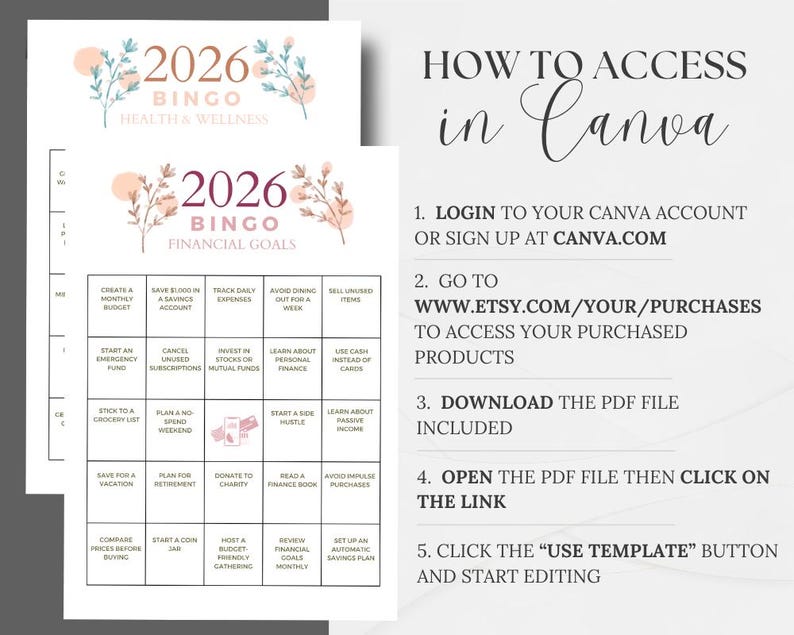 2026 Bingo Cards Template: Editable Vision Board Goals - Personal ...