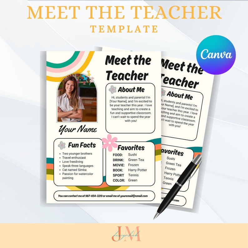 Editable Meet the Teacher Template Customizable Teacher Intro for ...